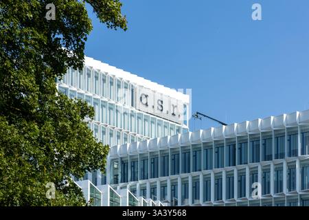 a.s.r. logo sign at the office. ASR Nederland is a listed Dutch ...