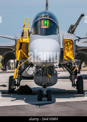Saab JAS 39 Gripen, a light single-engine supersonic multirole fighter ...