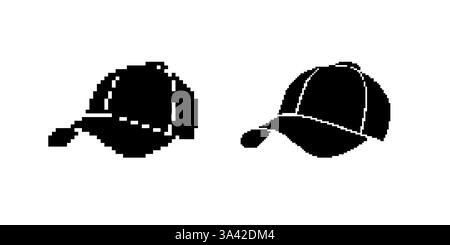 Pixel art baseball caps highlighting classic and modern styles Stock ...