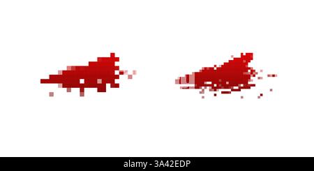 Pixelated red blood stains on white background, abstract digital horror ...