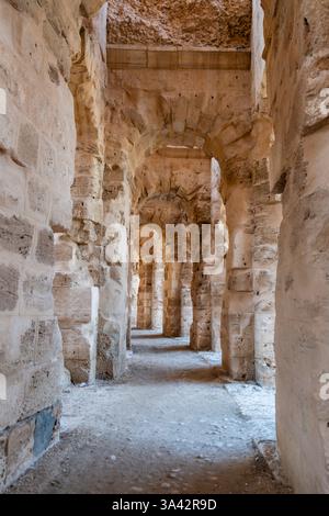 Corridor inside the Roman ampitheatre in el-Jem, Tunisia Stock Photo ...