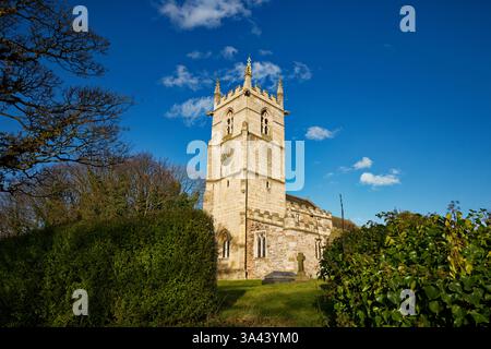 The imposing limestone tower of High Melton church, Doncaster, South ...