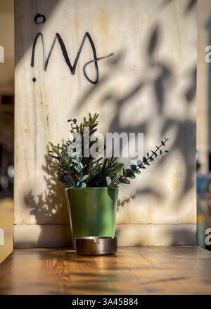 Shaded wooden terrace on a sunny Mediterranean beach Stock Photo - Alamy