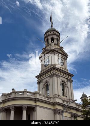 Architectural shot of Paddington Town Hall clock tower in Sydney ...
