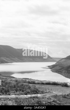 Lake Kouris nature landscape viewpoint near Alassa village, Cyprus in ...