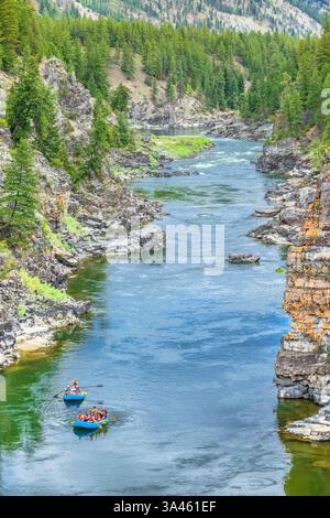 rafters floating through alberton gorge on the clark fork river near ...
