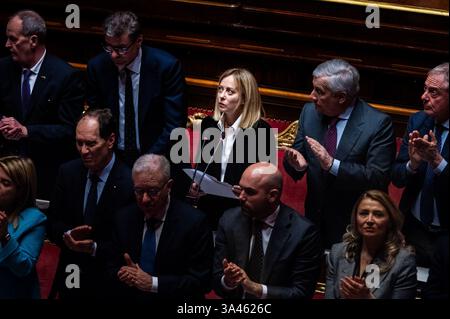 Italian Prime Minister Giorgia Meloni attends a press conference during ...