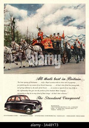 1951 UK advert Standard Vanguard cars 1952 model Stock Photo - Alamy