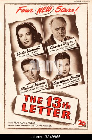 THE 13TH LETTER, Charles Boyer, 1951. TM & Copyright © 20th Century Fox ...