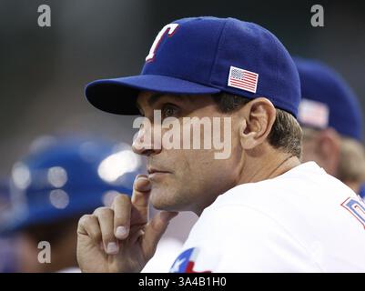 Los Angeles Angels interim manager Ray Montgomery sits in the dugout ...