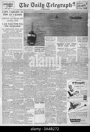 1952 Daily Telegraph front page reporting Funeral of King George VI at ...