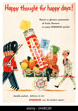 1953 UK advert Spangles sweets Stock Photo - Alamy