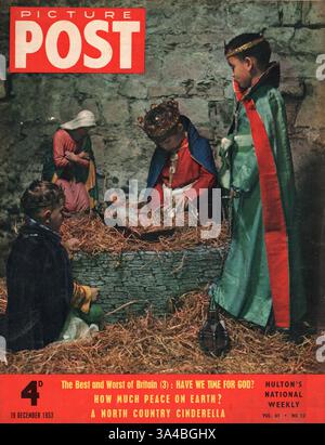 Christmas Nativity manger scene with stable, shepherds, wisemen, angel ...