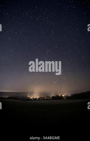 Night Sky over English Village Stock Photo - Alamy