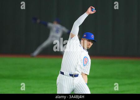 Chicago Cubs' Seiya Suzuki, of Japan, watches his solo home run during ...