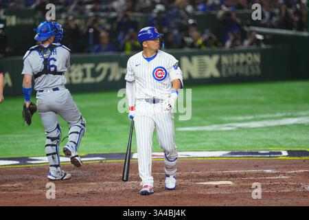 Chicago Cubs' Seiya Suzuki, of Japan, watches his solo home run during ...