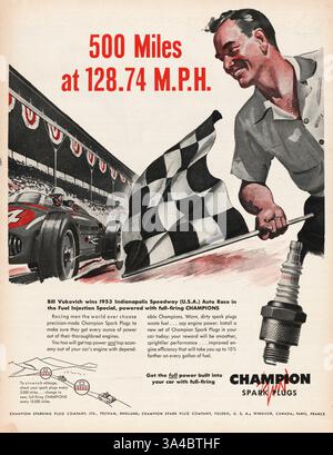 1953 U.S. Magazine Champion Spark Plugs Advert Stock Photo - Alamy