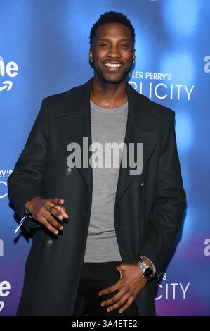 Justin Hurtt-Dunkley attends the premiere of "Tyler Perry's Duplicity ...