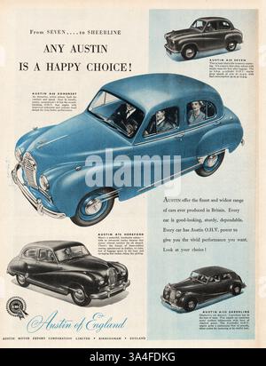 1953 UK magazine advert Austin A40 car Stock Photo - Alamy