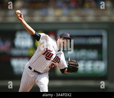 Minnesota Twins relief pitcher Anthony Misiewicz reacts after a solo ...
