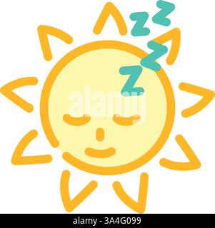 sleeping cute sun character color icon vector illustration Stock Vector ...