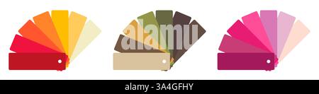 Color fans. Sample fan card set. Rainbow, monochrome black and white ...