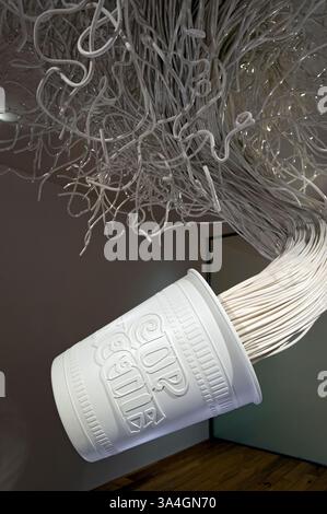 Cup noodle art sculpture exhibit in the Creative Thinking Box room at ...