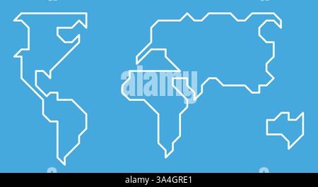 Simple stylized world map. Minimal style continents outlines. Flat ...