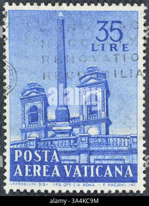 Cancelled postage stamp printed by Vatican city, that shows Coat of ...