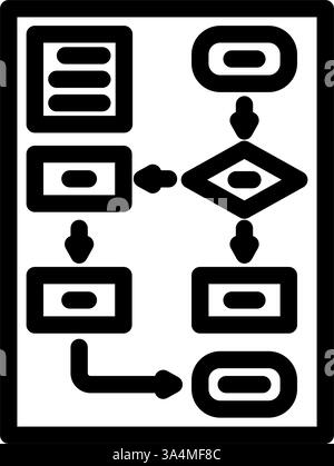 algorithm flowchart ai integration line icon vector illustration Stock ...