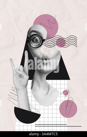 Photo of impressed young lady hold empty space wear yellow shirt ...