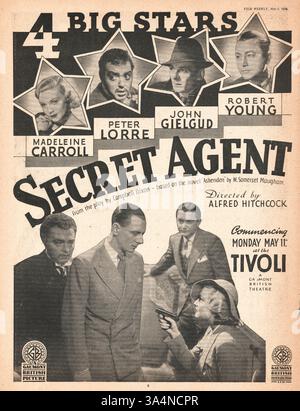 SECRET AGENT, Peter Lorre, John Gielgud, Robert Young, Madeleine ...