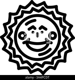 blushing cheeks cute sun character line icon vector illustration Stock ...