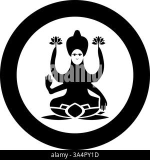Lakshmi Goddess icon in circle round black color vector illustration ...