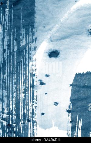 Monochrome Blue Ink Wash Gentle Gradient Background with Splash Drip ...