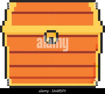 8 bit treasure chest icon. Pixel art object. Old school computer ...