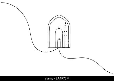 Islamic window icon Continuous one line drawing simple outline ...