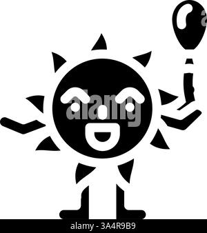 shy cute sun character glyph icon vector illustration Stock Vector ...