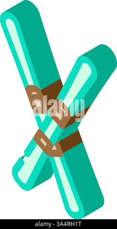 pair skis crossed mountain skiing line icon vector illustration Stock ...