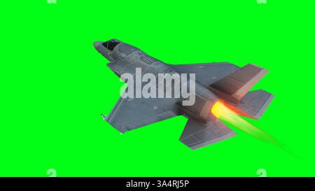 Military fighter jet F-35. green screen isolate. 3d rendering Stock ...