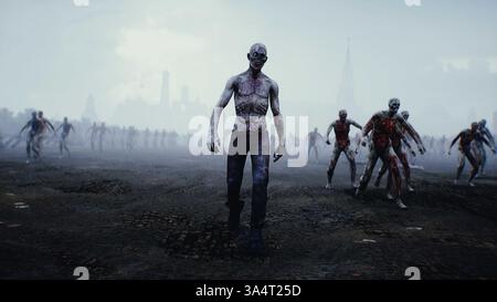Russia apocalypse. Zombie walks on Red Square, crowd of zombies. Moscow ...