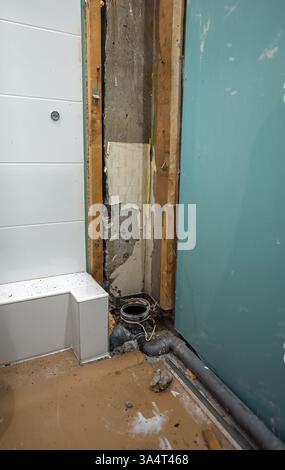 Disassembled sewer stack awaiting replacement with a new pipe Stock ...