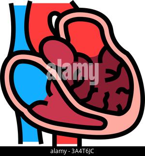 dilated cardiomyopathy cardiology disease color icon vector ...