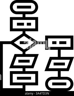 algorithm flowchart ai integration line icon vector illustration Stock ...