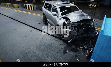 Generic 3d car crash test. Car destruction.3d rendering Stock Photo - Alamy