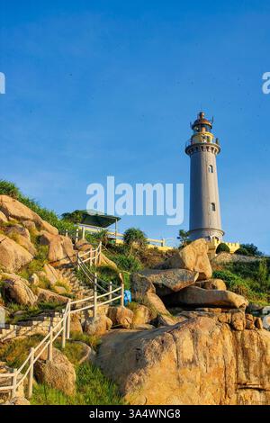Mui Dien Lighthouse, Phu Yen province, Vietnam at sunrise Stock Photo ...
