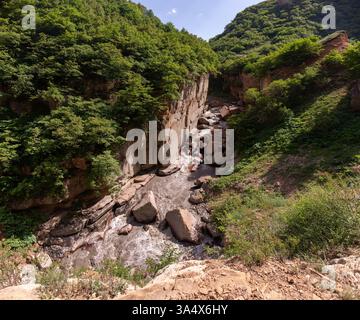 The big Gudialchay river in a beautiful canyon. City of Guba ...