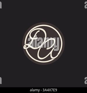 DA Initial letter circular line logo template vector with gradient ...