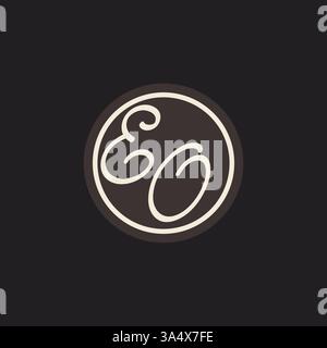 Initial letter EO monogram logo with simple and creative cirle line ...