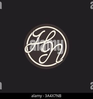 HN Initial letter circular line logo template vector with gradient ...